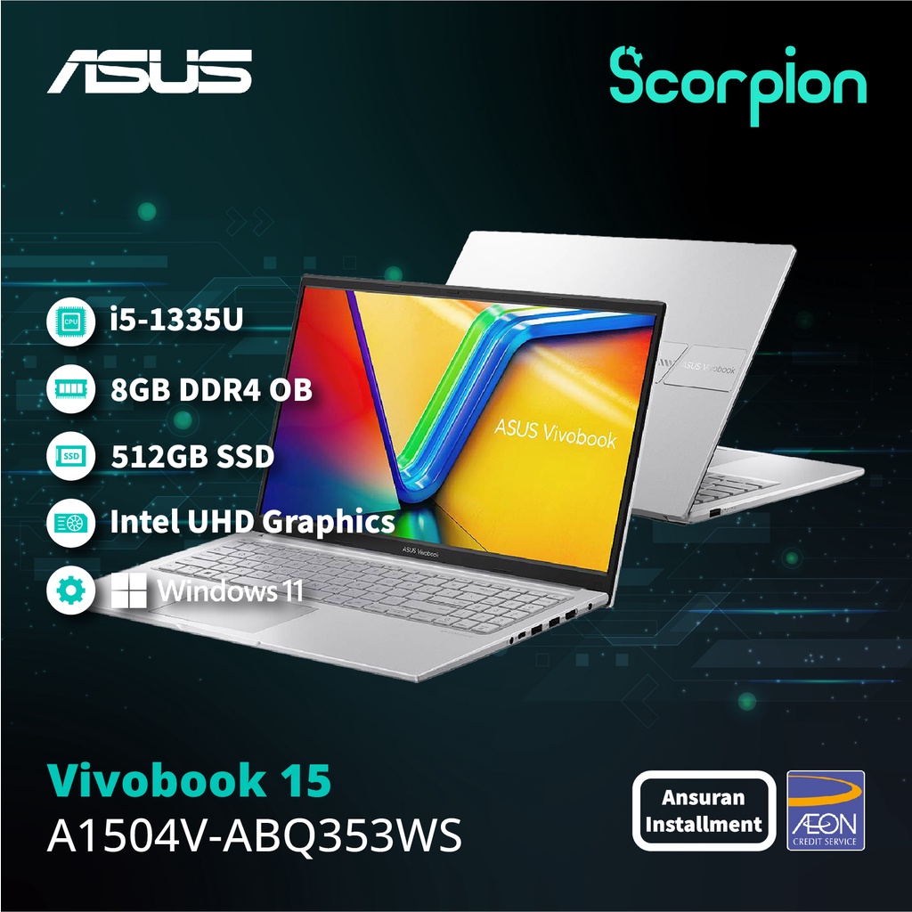 Asus Vivobook 15 A1504V-ABQ353WS Laptop（Aeon Credit Services-36 Monthly ...