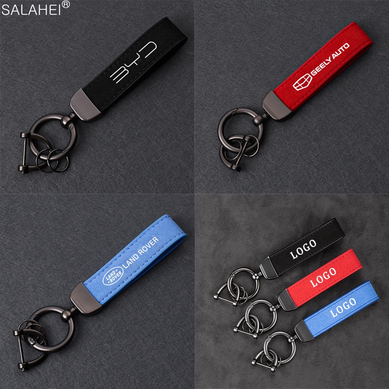 Suede Metal Buckle Car Keychains with Brand Logo For BMW Honda Toyota ...