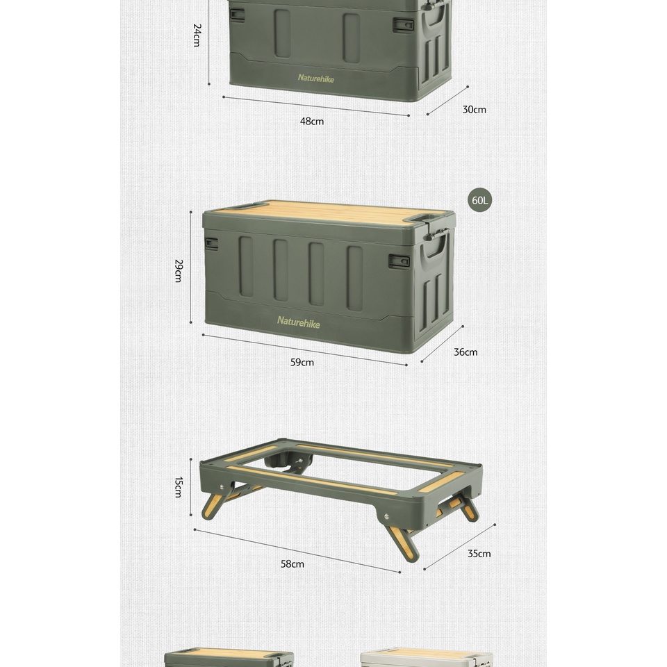 Naturehike Outdoor Camping Kitchen Box Plastic Folding 60L 30L Box ...