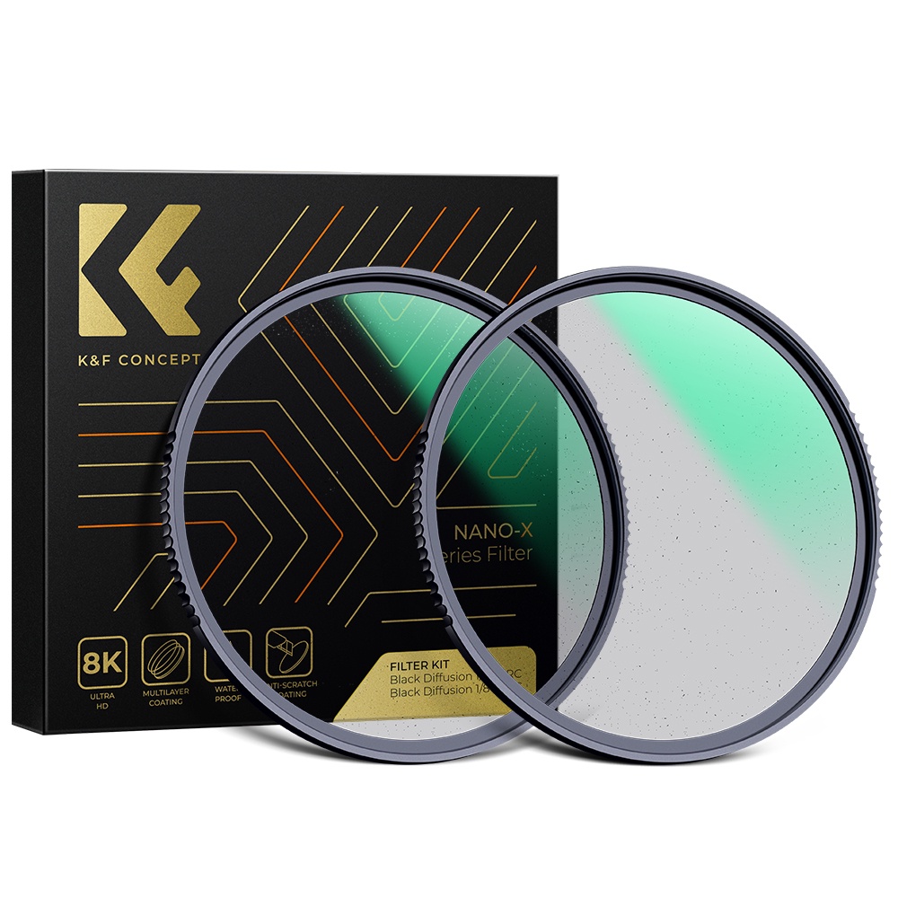 K&F Concept Black Diffusion Pro-Mist 1/4 + 1/8 Filter Kit Mist ...