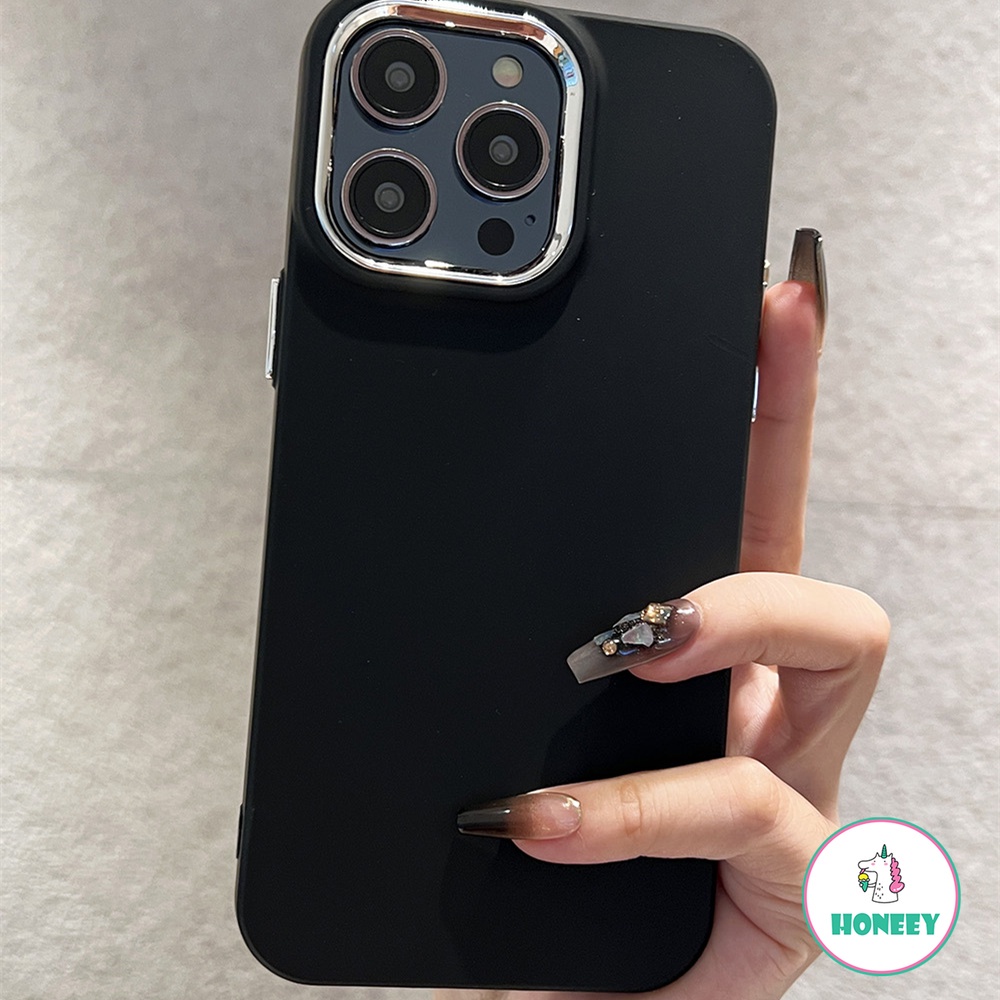 Casing iPhone 11 Rose Red Silicone Electroplated Lens Frame Phone Case ...