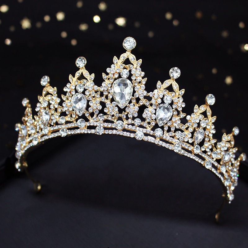 New Bling Gold Bridal Tiara Crystal Birthday Wedding Crown Princess ...