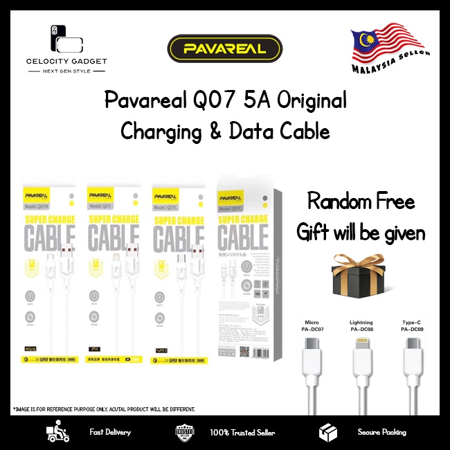 [1 Year Warranty] Pavareal Q07 5A 100% Original Charging & Data Cable | Shopee Malaysia