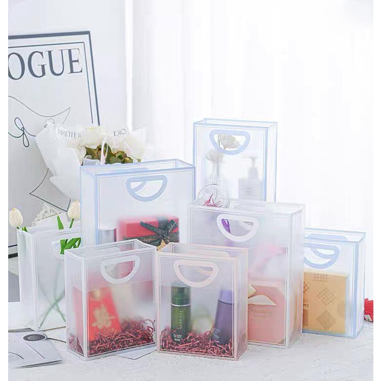 SHIOK Clear PVC Frosted Paper Gift Bag For Flower Bouquet Doorgift Beg ...