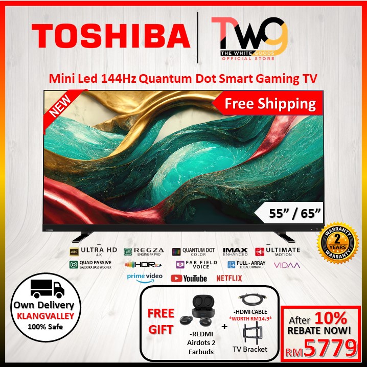 [FREE SHIPPING+GIFT] Toshiba Mini LED 4K 144Hz Quantum Dot Smart Gaming TV - 55Z870MP (55 ...