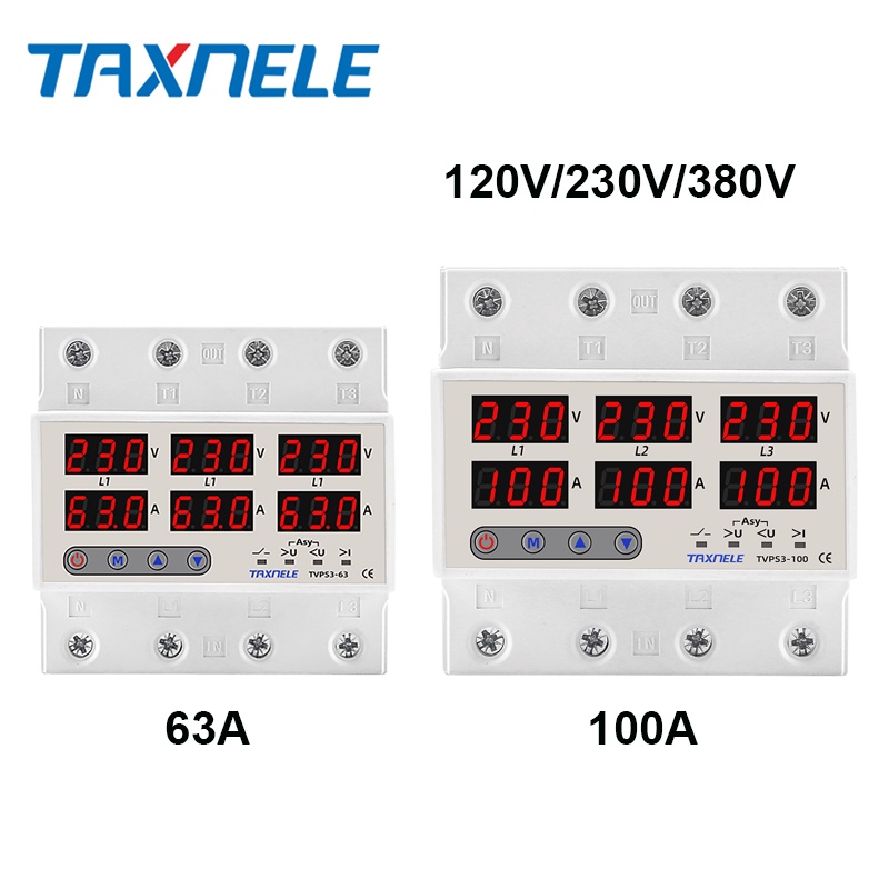 Three Phase Voltage Current Relay Protector 100A 63A 60A 220V 380V 110V ...