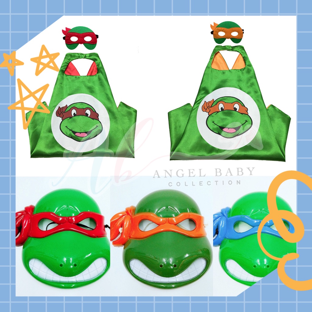 Angel Baby Kids Ninja Turtle Character Face Mask Mask Cape Cosplay ...
