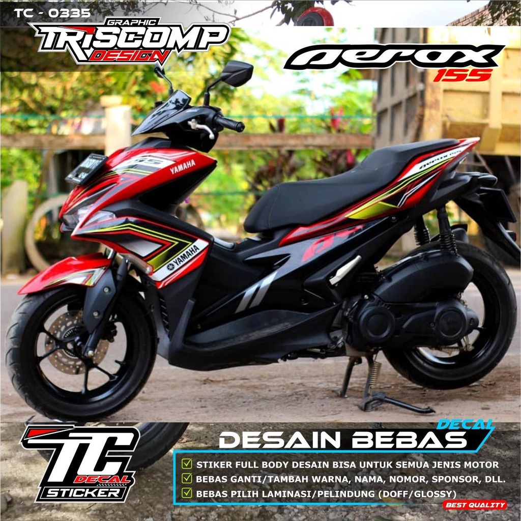 MERAH HITAM (Can Request) Sticker Decal Aerox Decal Motorcycle Aerox ...