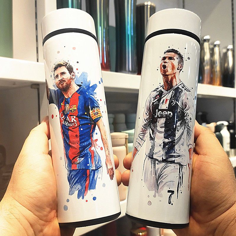 Messi Cristiano Ronaldo football superstar thermos cup fan cup smart ...