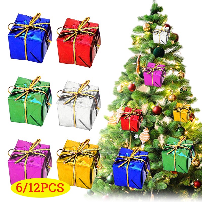 6/12pcs Mini Gift Boxes Christmas Ornaments Foam Present Box Xmas Tree ...