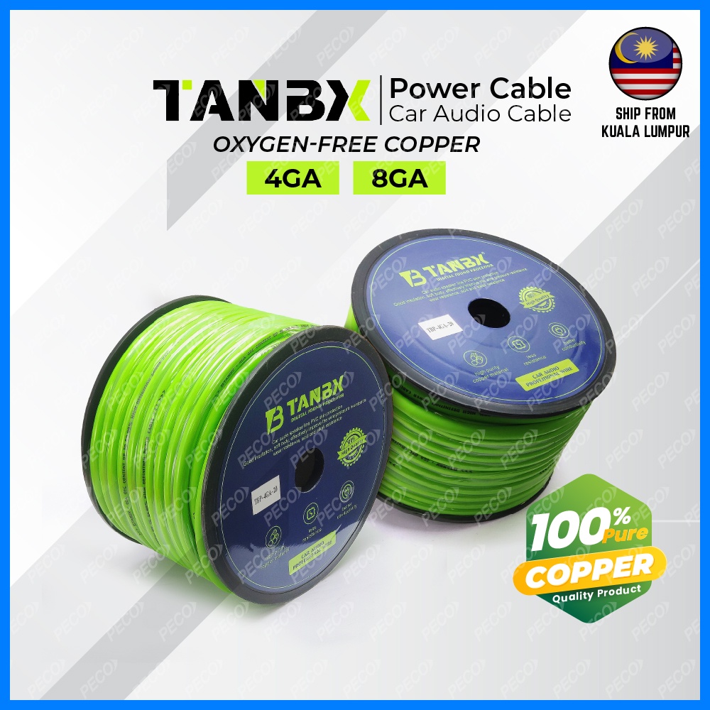 TANBX Cable Oxygen-Free Copper Speaker Refit Cable Electrical 4GA/8GA Pure Copper PVC Car Audio ...