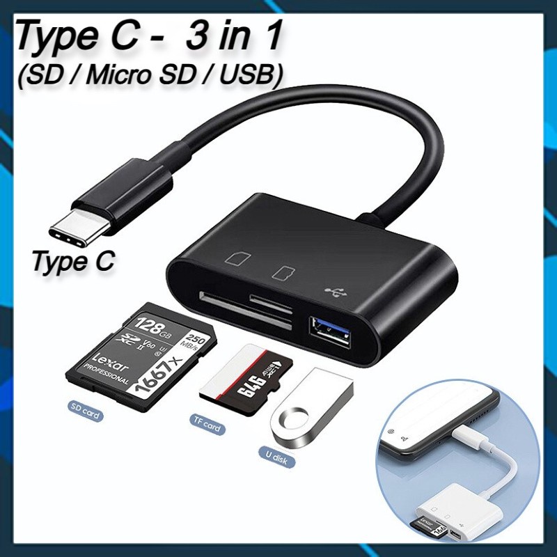 2 / 3 in 1 Memory Card Reader Type C / Micro USB to SD TF OTG Memory ...