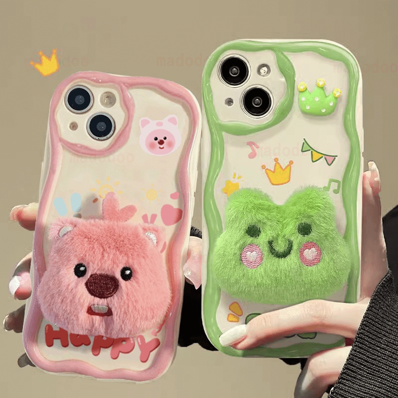 Cute Loppy Frog beaver Cartoon 3D Plush Bracket Fine Hole Anti-fall ...