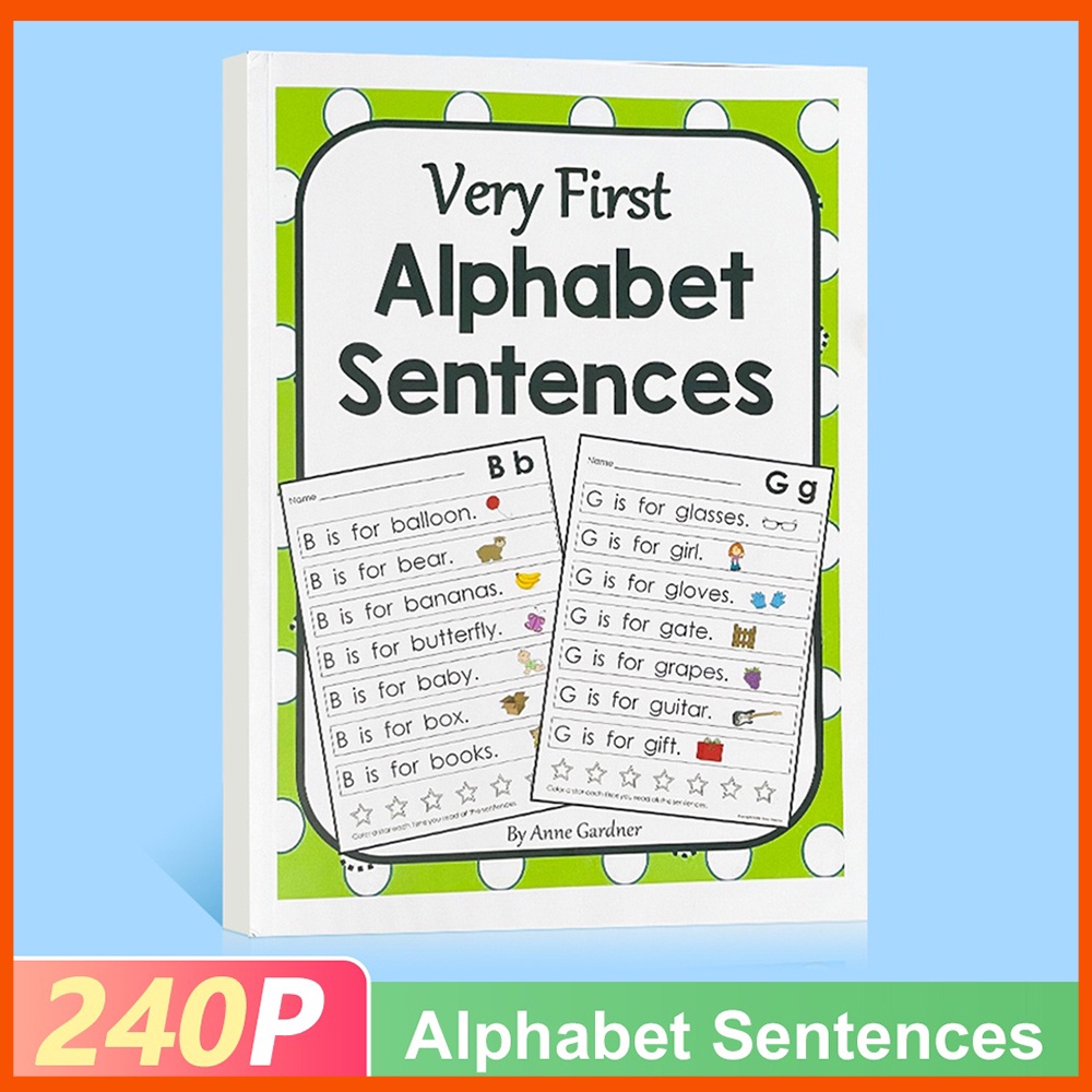 240Pages Very First Alphabet Sentence Sight Word Handwriting Practice ...