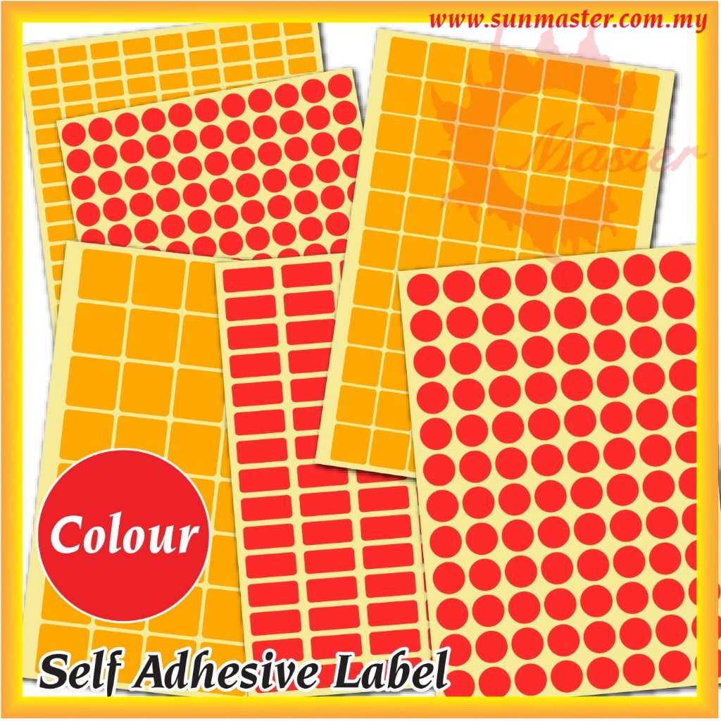 Self Adhesive Colour Labels Sticker | Squre Retangle | Penanda Buku ...