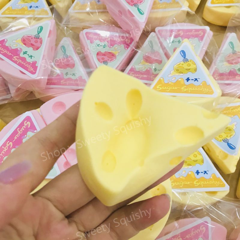 Double Color Cheese Rebound Decompression Vent Toy Squishy Slow Rising ...
