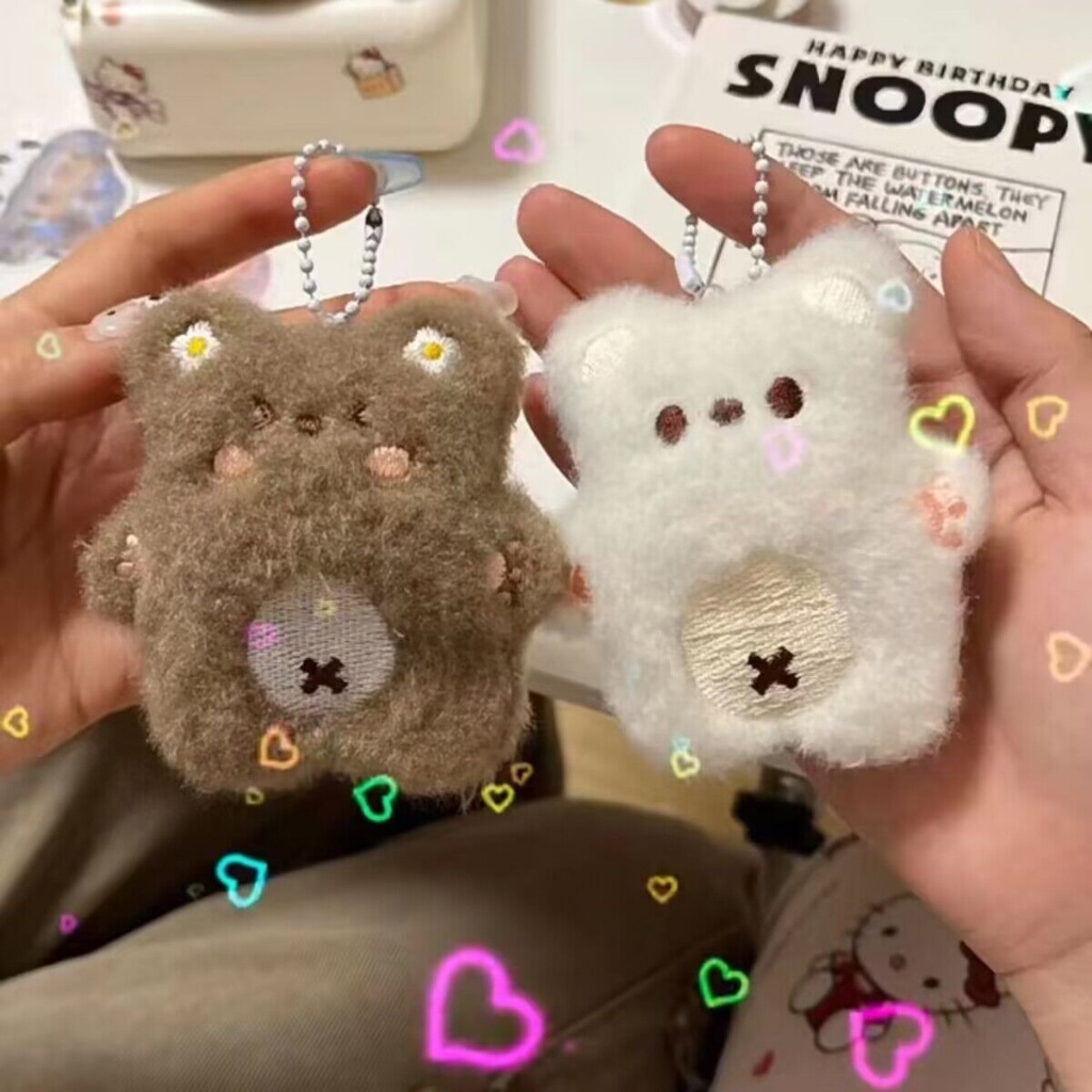 Squeaky Bear Keychain Soft Plush Keyring Couple Backpack Pendant Gift ...