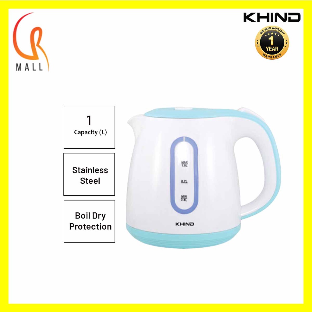 Khind 1L EK101 Electric Boil-Dry Protection Jug Kettle | Shopee Malaysia