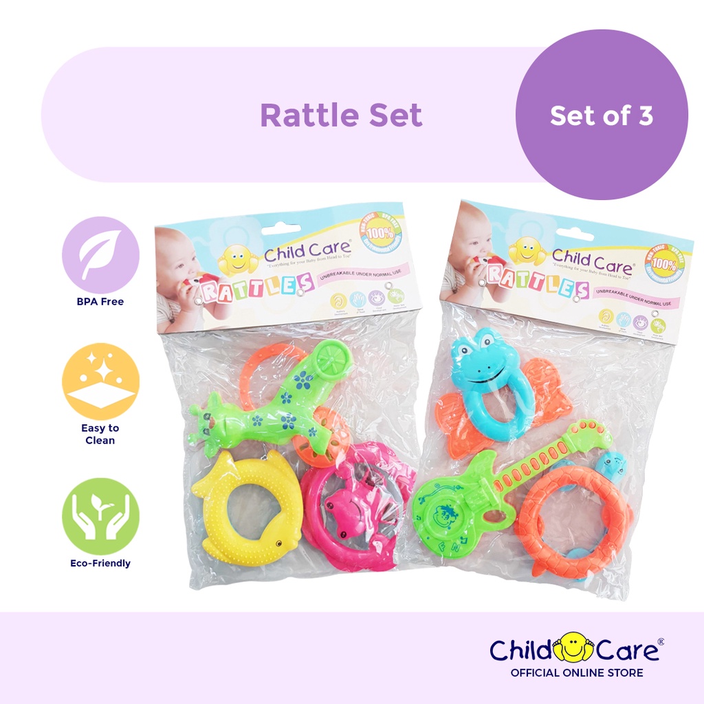 Child Care Rattle Gift Set, Set of 3, Non-Toxic, BPA Free, Random ...