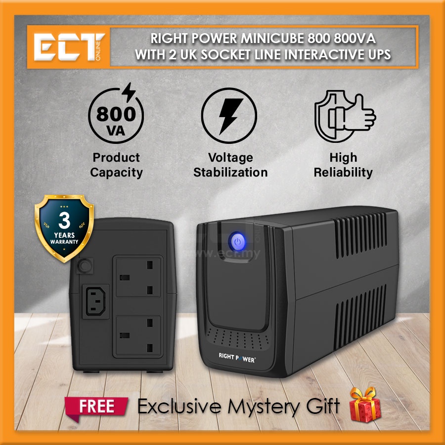 Right Power MiniCube 800 800VA with 2 UK Socket Line Interactive UPS | Shopee Malaysia