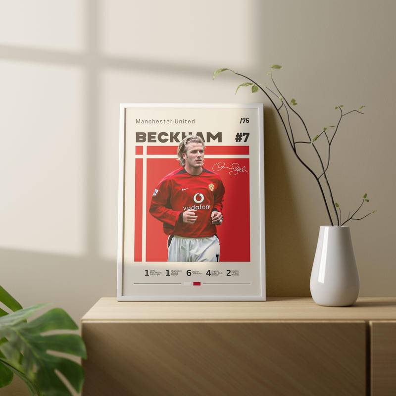 David Beckham Poster, Manchester United, Football canvas Print ...