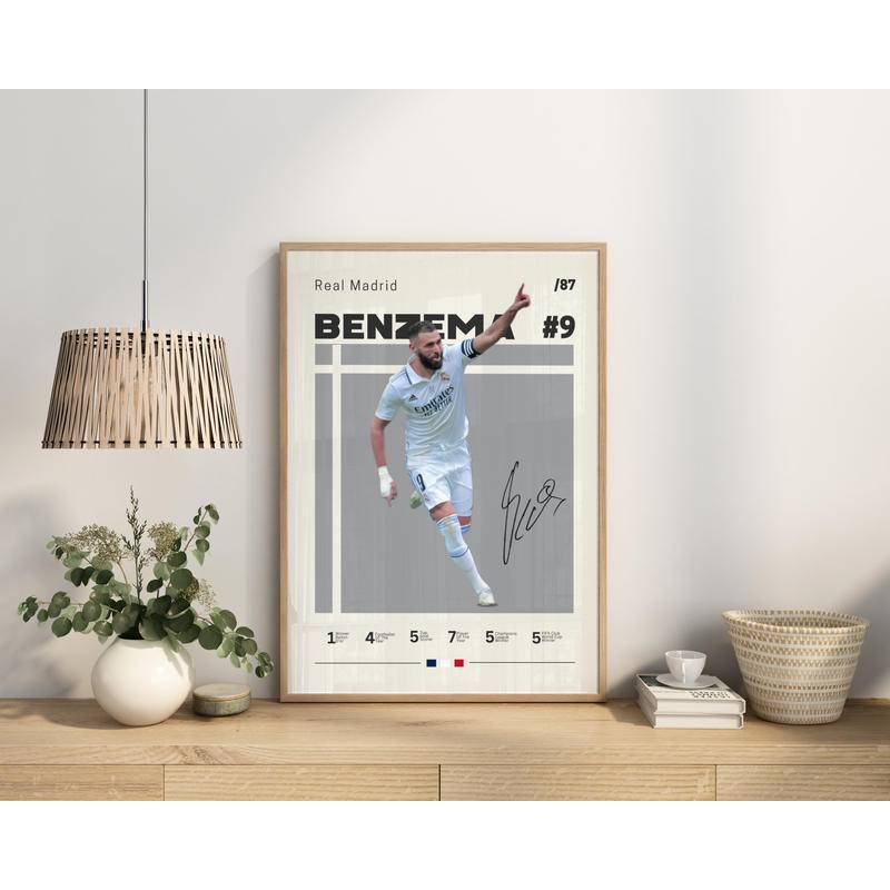 Karim Benzema Poster, Real Madrid, Football canvas Print, Football ...
