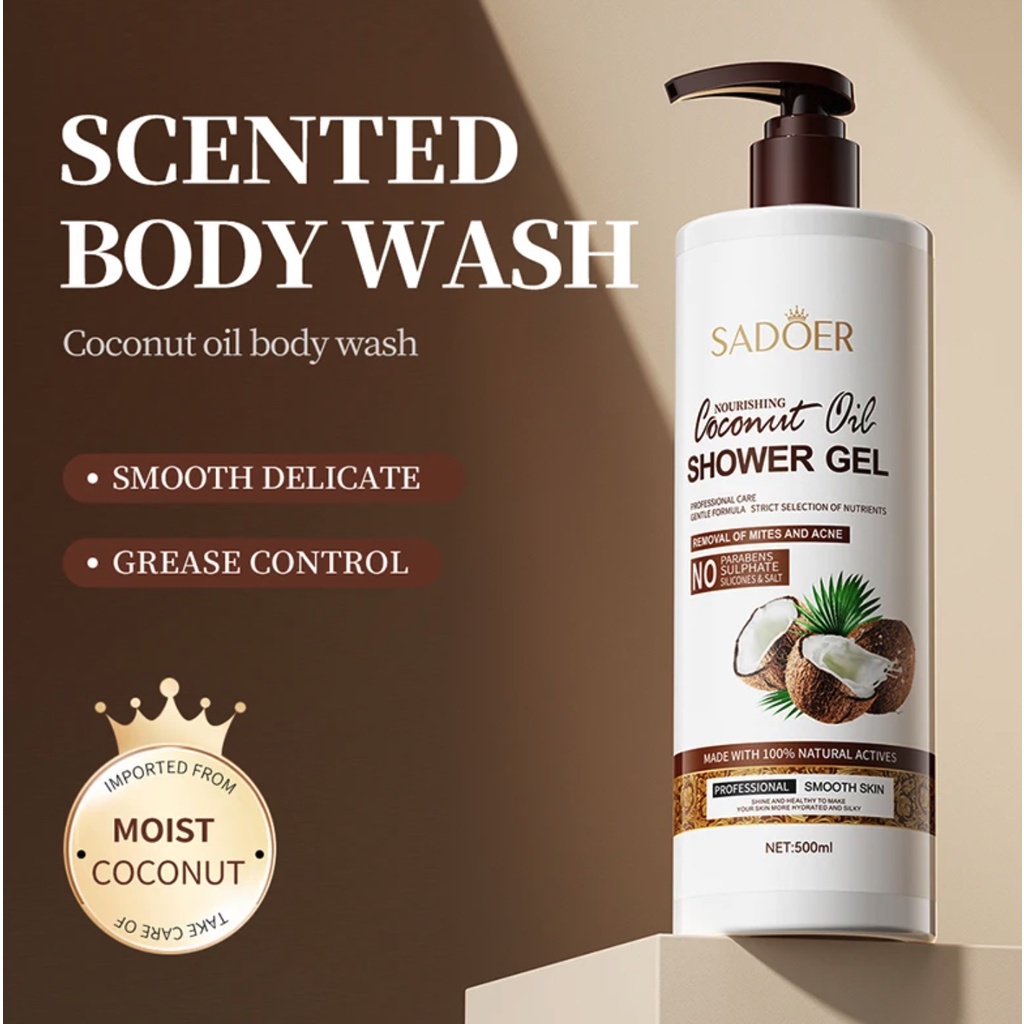 SADOER Nourishing Coconut Oil Shower Gel Amino Acid Fragrance Body Wash 500ml | Shopee Malaysia