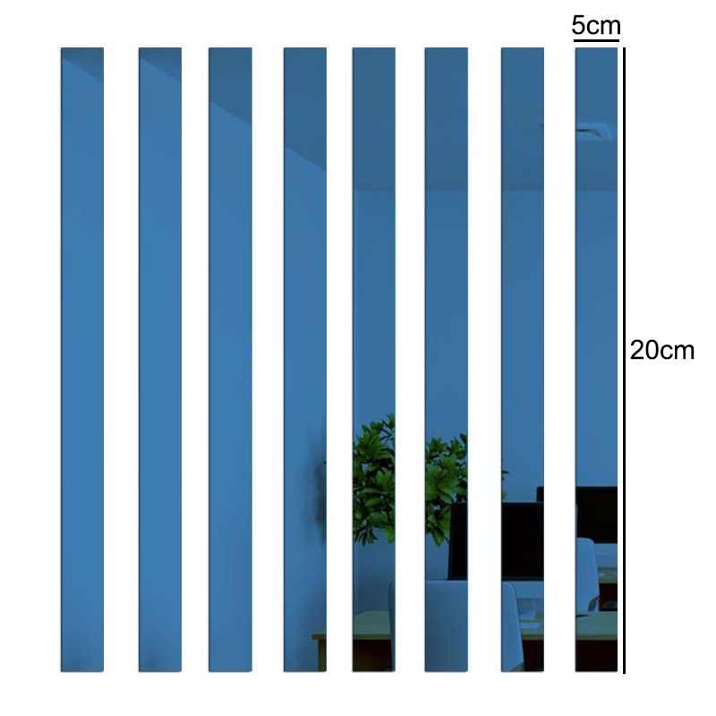 10PCS 3D Acrylic Mirror Stripe Self-Adhesive Wall Sticker Waist Line ...