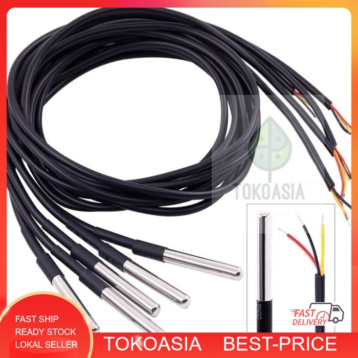 Ds18b20 Waterproof Temperature Temperature Sensor Probe arduino Uno (2 ...