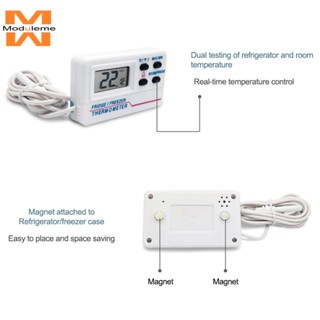 Fridge Freezer Thermometer High & Low Temperature Alarms Settings with LED Indicator Digital ...
