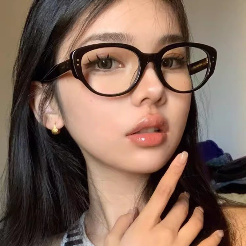 Cat Eye Glasses Anti Blue Light Retro Frame Triangle Spectacle Frame ...