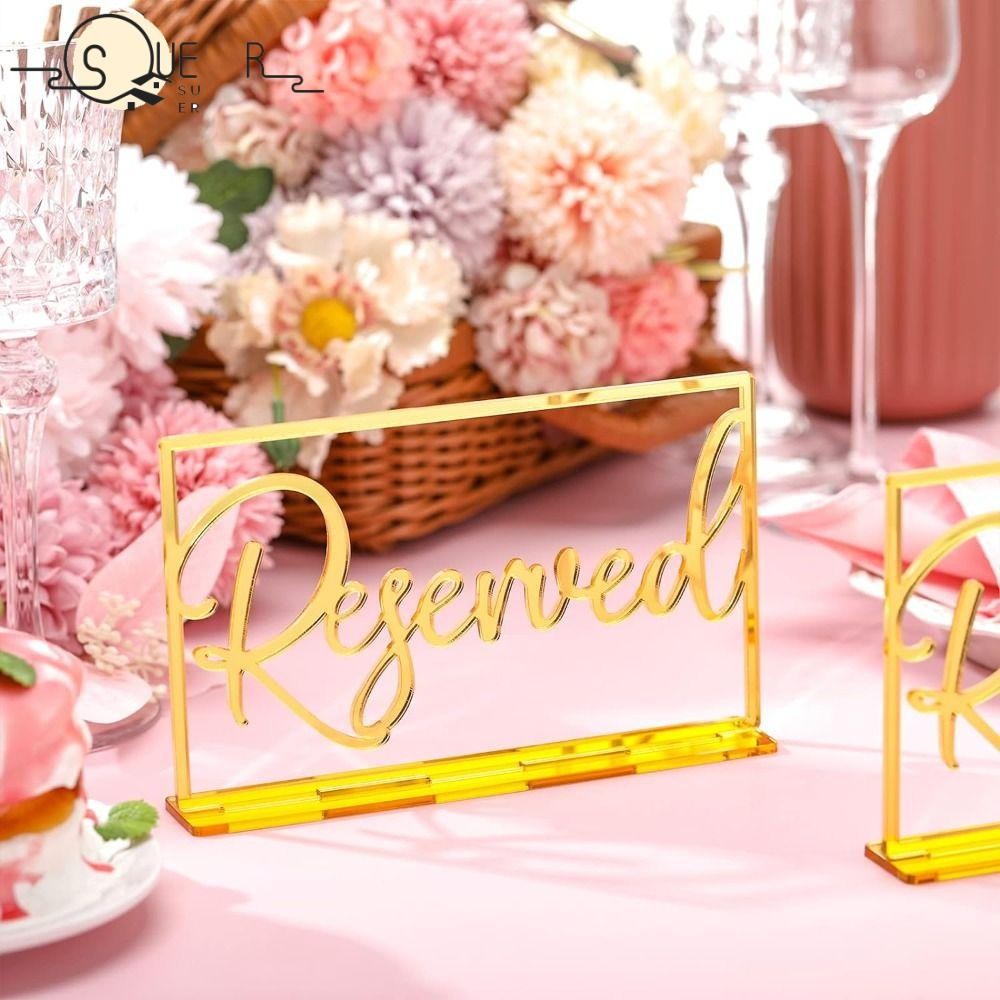 SUEREN 1/6pcs Wedding Seating Reservation, 6.7*4 Inch Gold Reserved ...