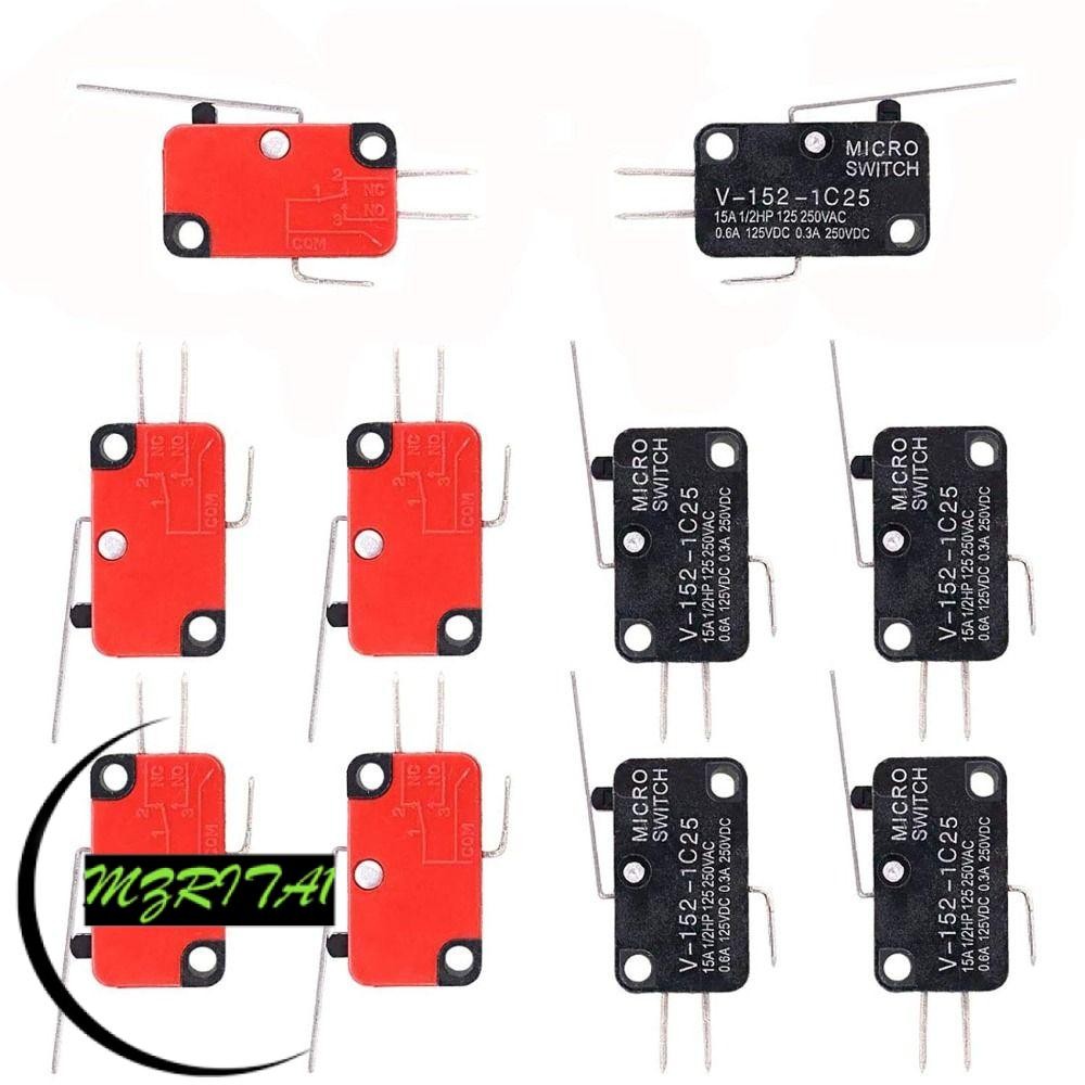 MARITA1 10Pcs Micro Limit Switch, Snap Action Long Hinge Roller V-152-1C25, 15A 250V Red/Black ...