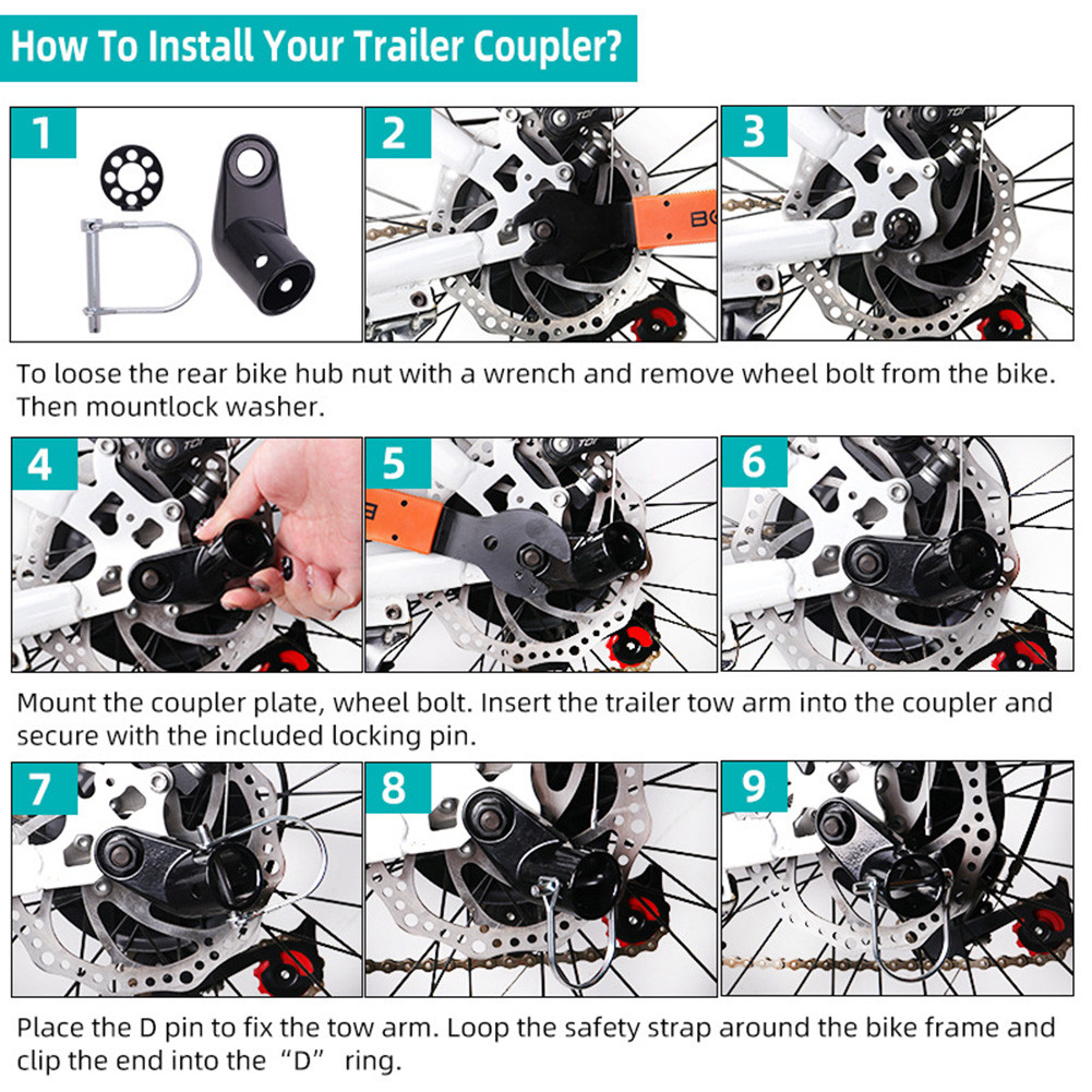 Bicycle Trailer Coupling Bicycle Towing Hitch Adapter Bicycle ...