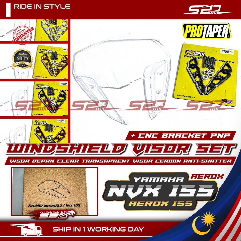 Windshield Visor Set PROTAPER NVX V1 V2 AEROX Visor Depan Clear ...