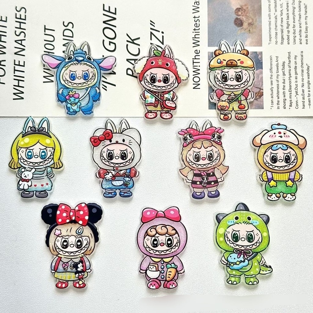 ♥Labubu Refrigerator Sticker Cartoon Cute Q Version LABUBU Acrylic diy ...