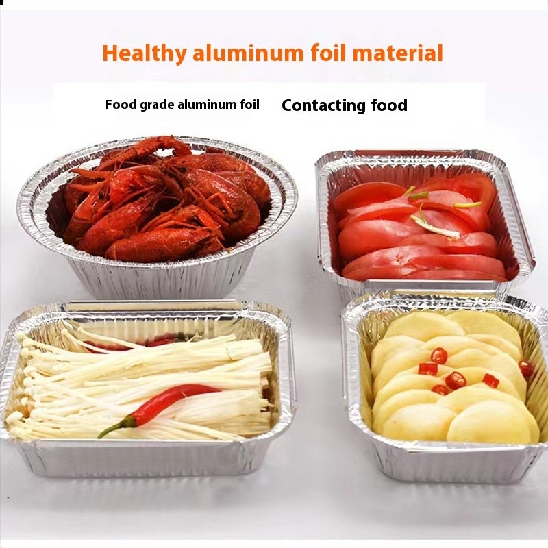 Disposable Tinfoil Box Rectangular with Lid Tinfoil Bowl Grilled Fish ...