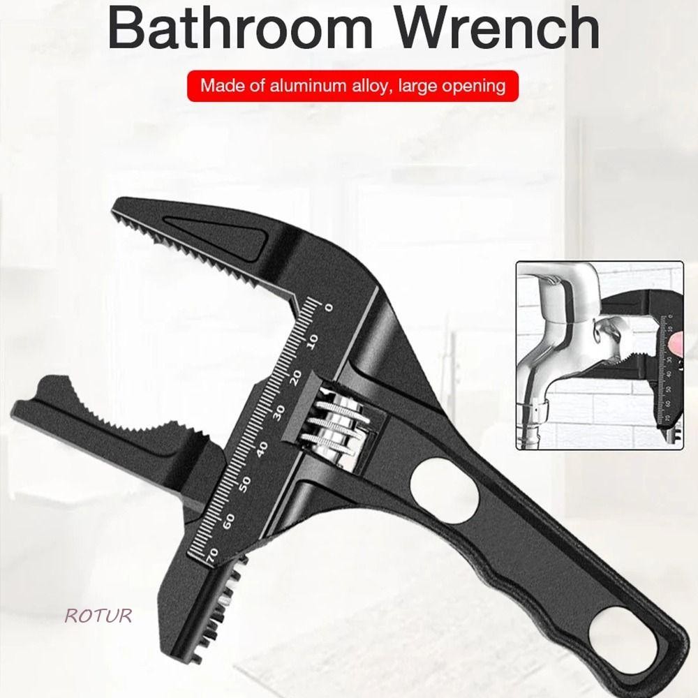 ROTUR Bathroom Wrench, Short Handle Large Opening Adjustable Spanner ...