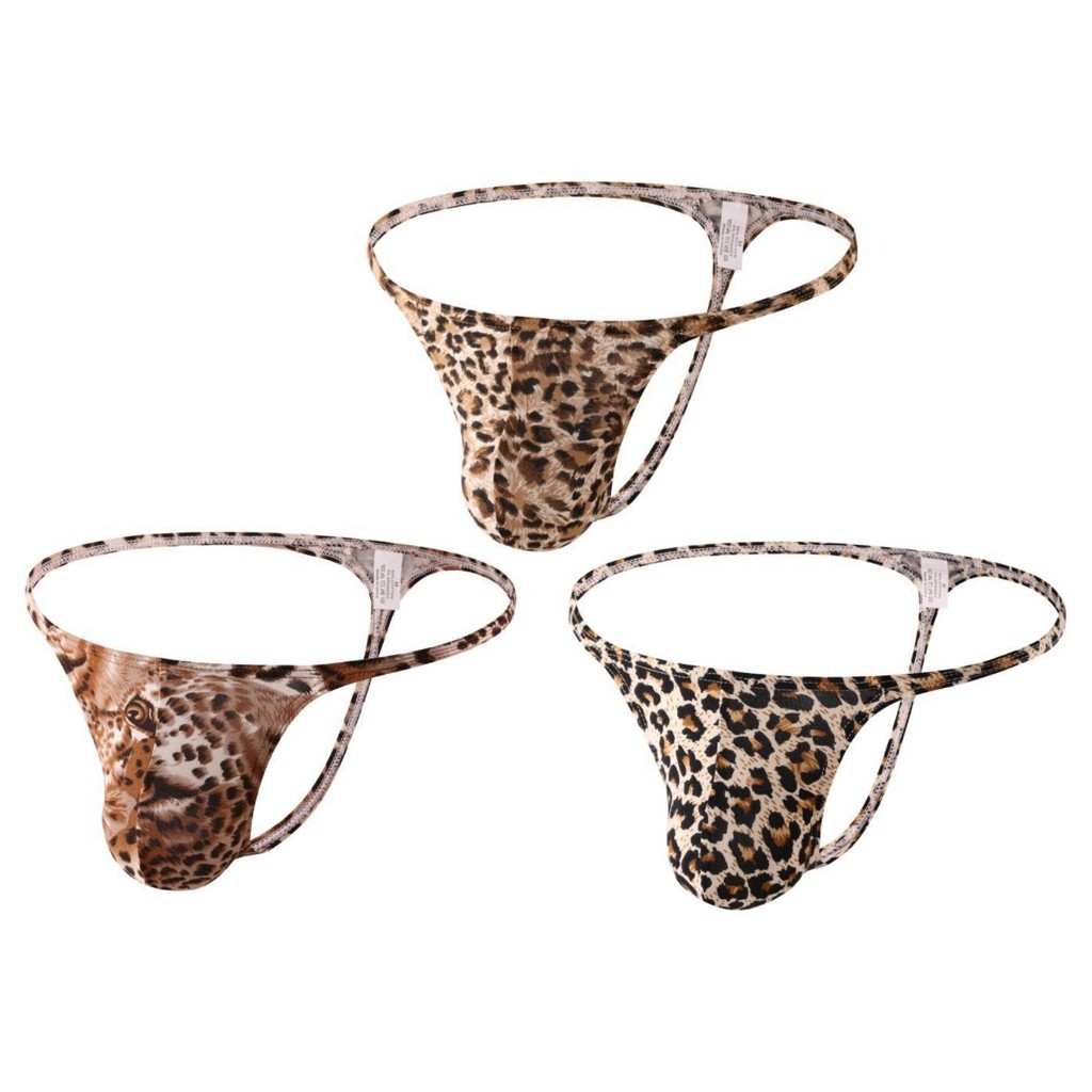 Raya 2025 Cotton Men Underwear Sexy Leopard Print U Convex Hollow Thong ...