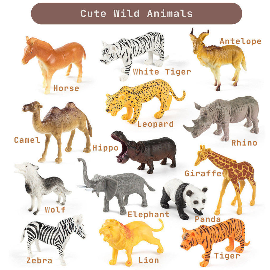 Cute Wild Animal Figure Decoration Figurine Toy Model Kids Realistic ...