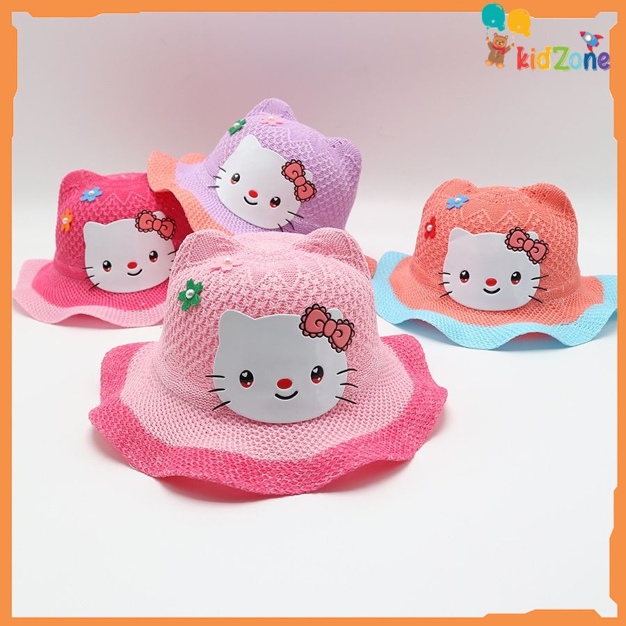 🔥Ready Stock🔥Children Straw Hat Hello Kitty Cat Baby Girl Sun Summer ...