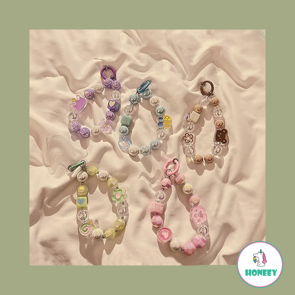 INS Candy Color Acrylic Charms Beads Flower Animals Lanyard Phone Chain ...