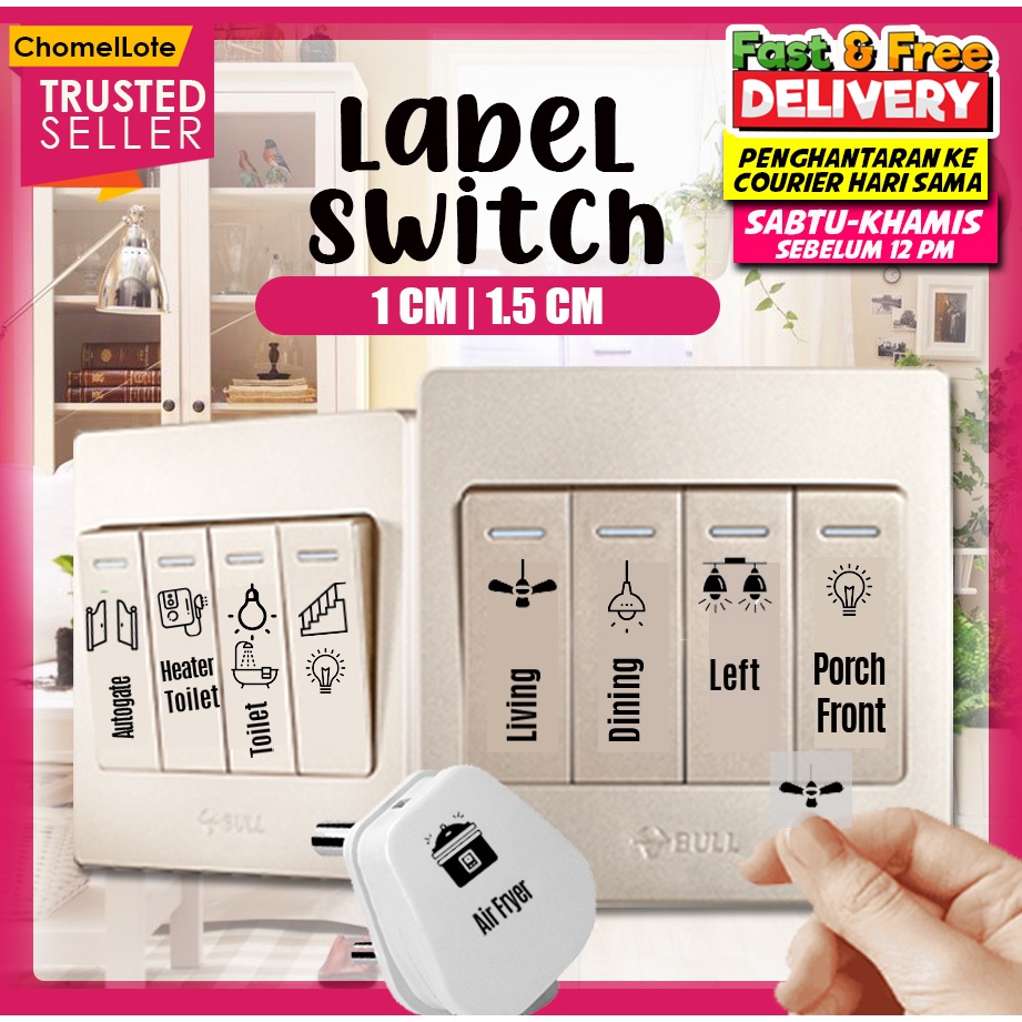 Sticker Wall Plug Icon Labelling Waterproof Transparent Home Switch ...