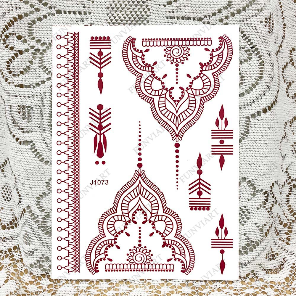 Waterproof Henna Tattoo Red Henna Stickers for Hand Fake Tattoo for ...