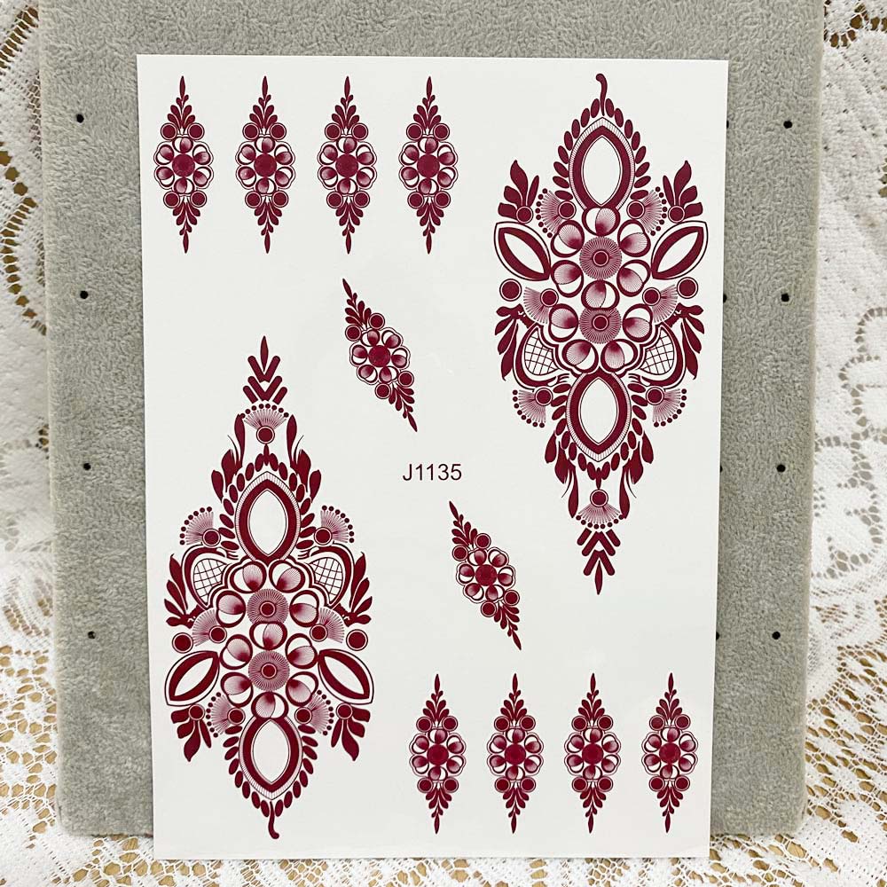 Waterproof Henna Tattoo Red Henna Stickers for Hand Fake Tattoo for ...