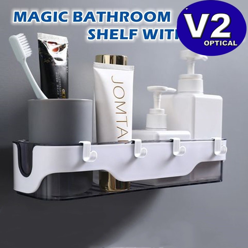Magic Hook Bathroom Rack Wall Mounted Plastic Storage Holder & Rack ...