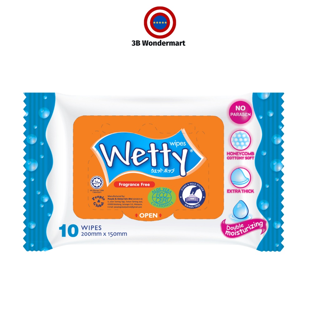 10's Wetty Wet Wipes Odorless With Soft Moisturizing Wet Tissue ...