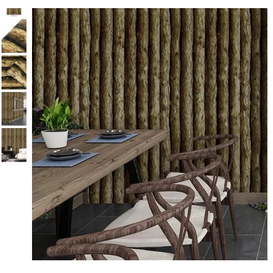 10meter PVC Wallpaper Balak coklat Buluh Bamboo Bedroom wall sticker ...