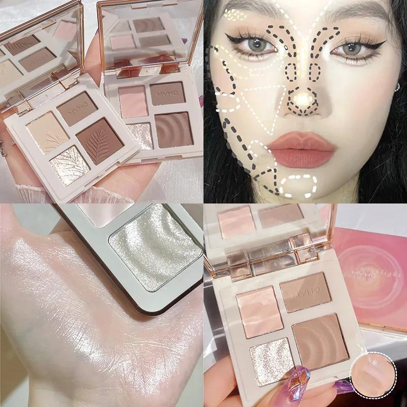 4 Color Eyeshadow Highlight Contour Makeup Matte Highlighter Bronzers ...
