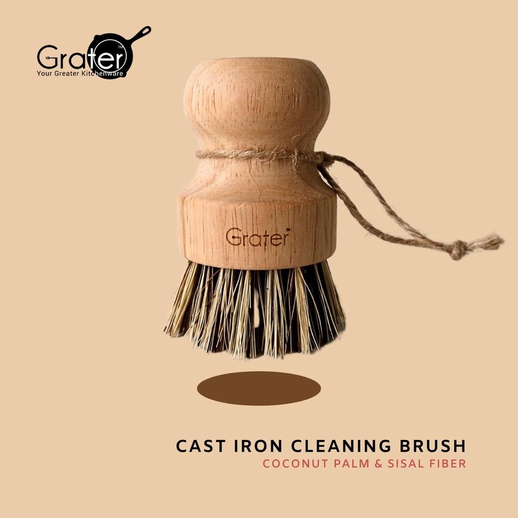 GRATER Cast Iron Deep Cleaning Brush Coconut Palm Fiber Sisal Bristles ...